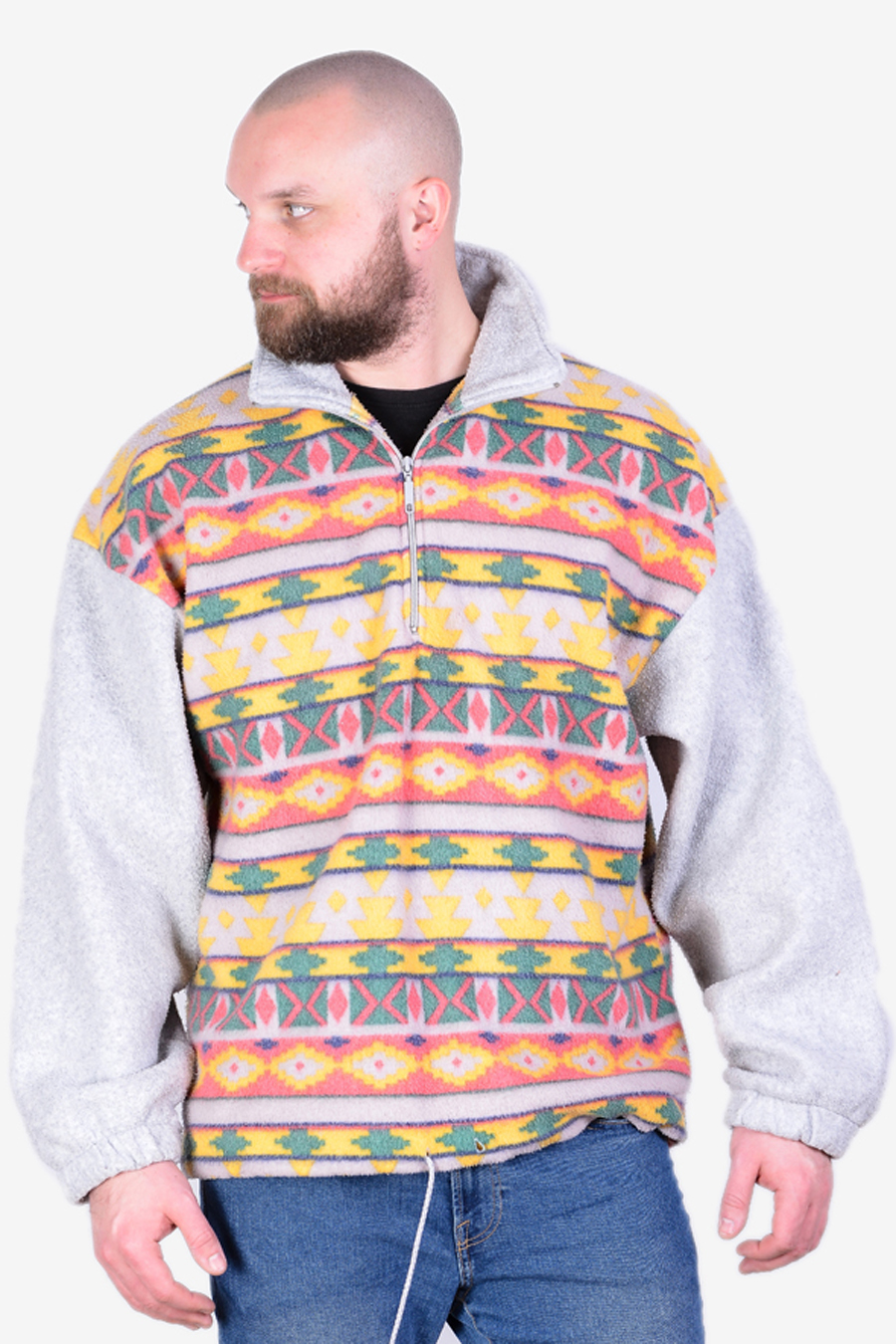 Vintage Pattern Fleece Top| Size XL - Brick Vintage